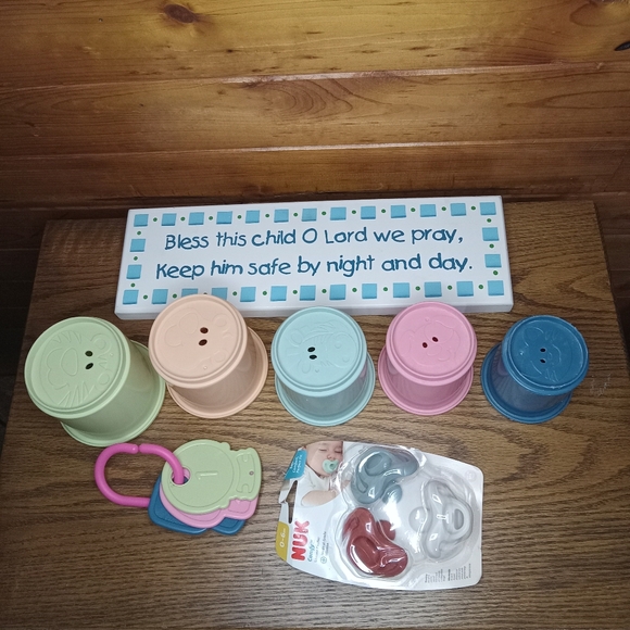 Other | Pacifiers And Colorful Stacking Cups Set | Poshmark